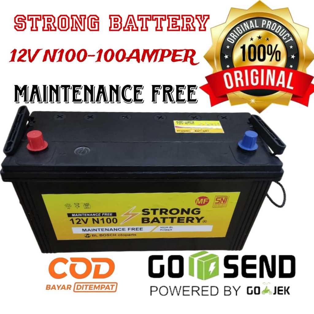Jual AKI KERING STRONG BATTERY, TRUK, BUS, KAPAL N100 MF 12V-100AH-CCA 867A | Shopee Indonesia