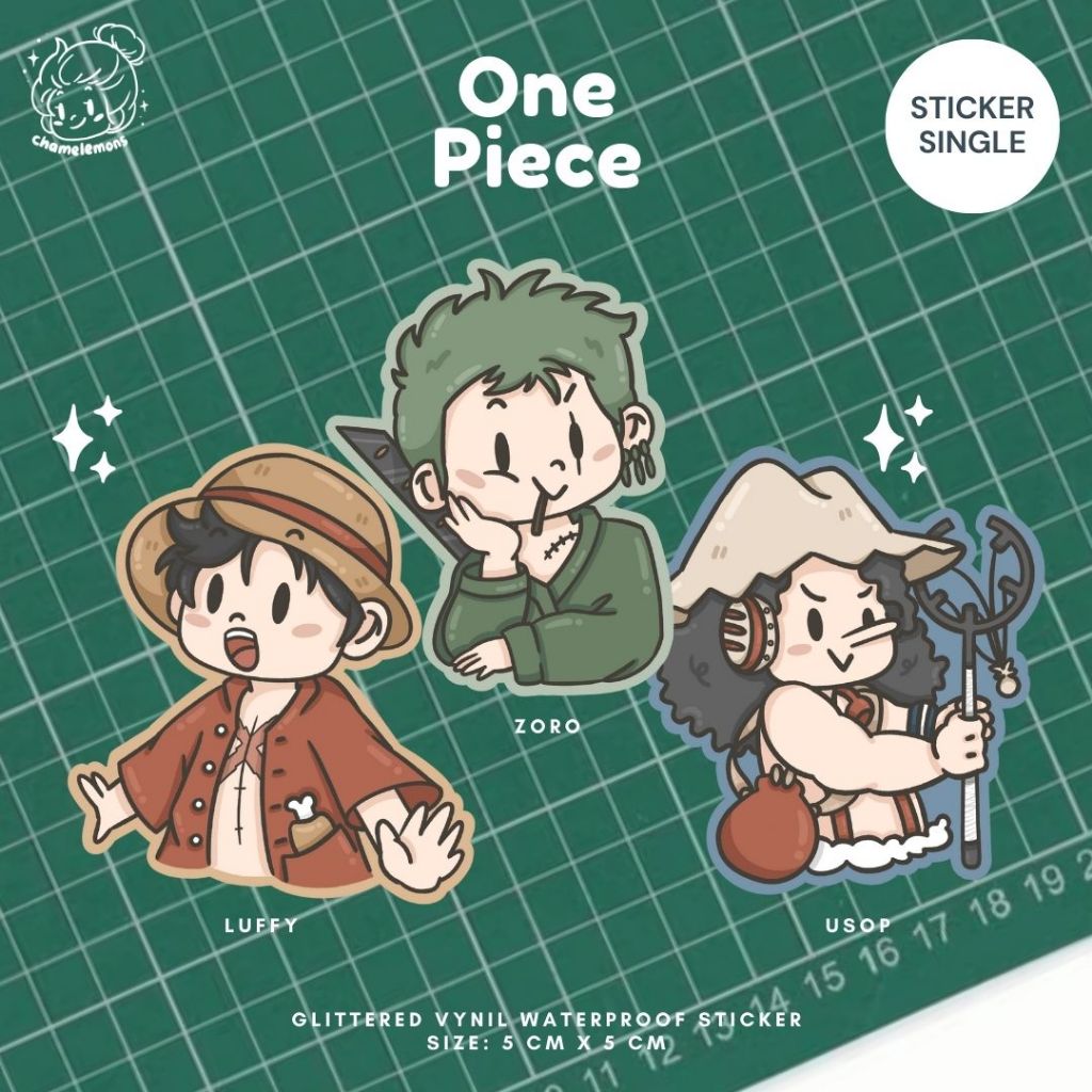 Jual One Piece - Waterproof Vynil Glitter Sticker | Luffy, Zoro, Usop ...