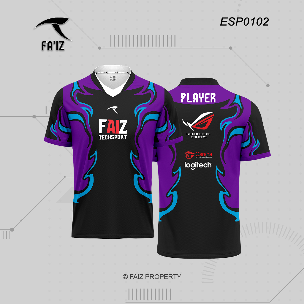 Jual JERSEY GAMING / ESPORT BAJU GAME UNGU BIRU HITAM CUSTOM NAMA DAN ...