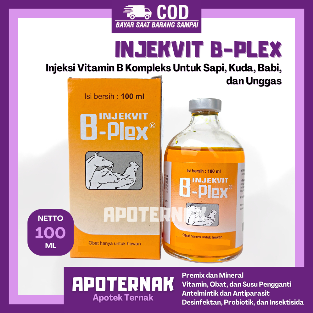 Jual INJEKVIT B PLEX 100 ml | Vitamin B complex ternak dan unggas ...