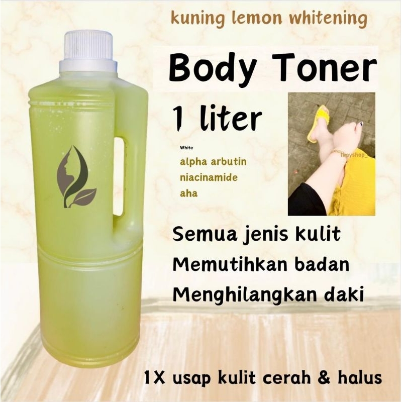 Jual toner 1 lter aha arbutin collagen badan whitening kelupas kuning ...
