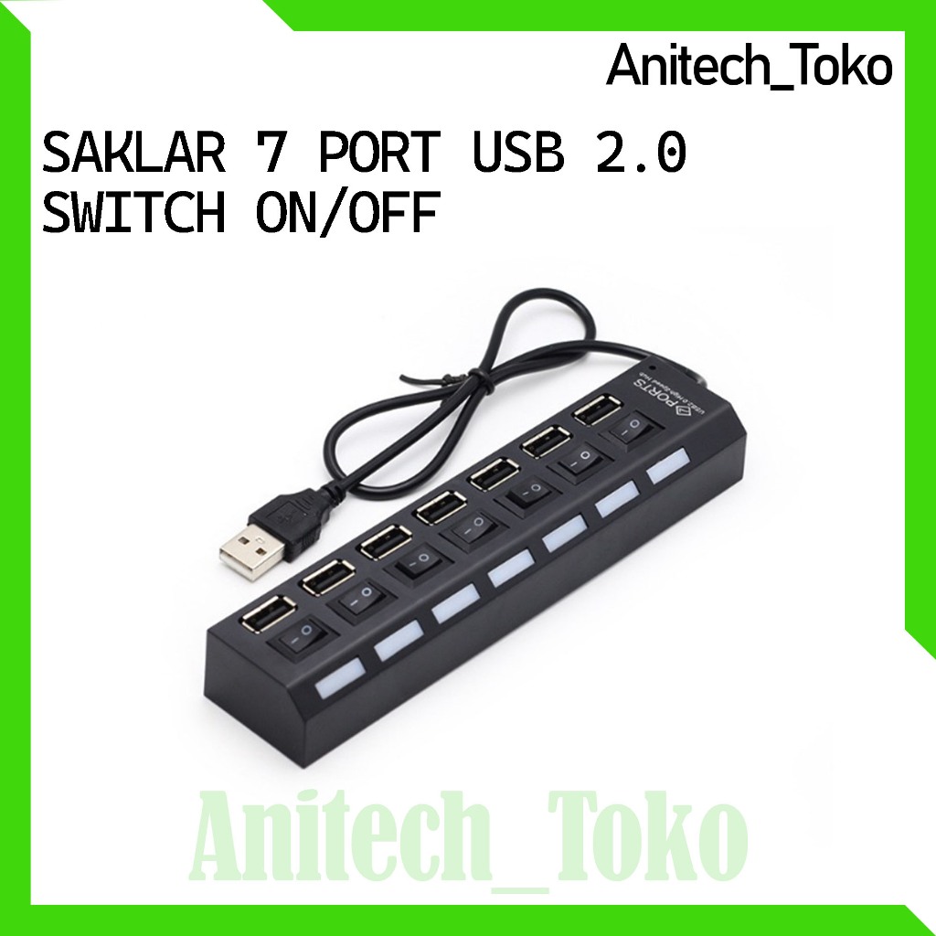 Jual [anitech toko] USB HUB SAKLAR N 7 PORT USB 2.0 SWITCH 0N / OFF ...