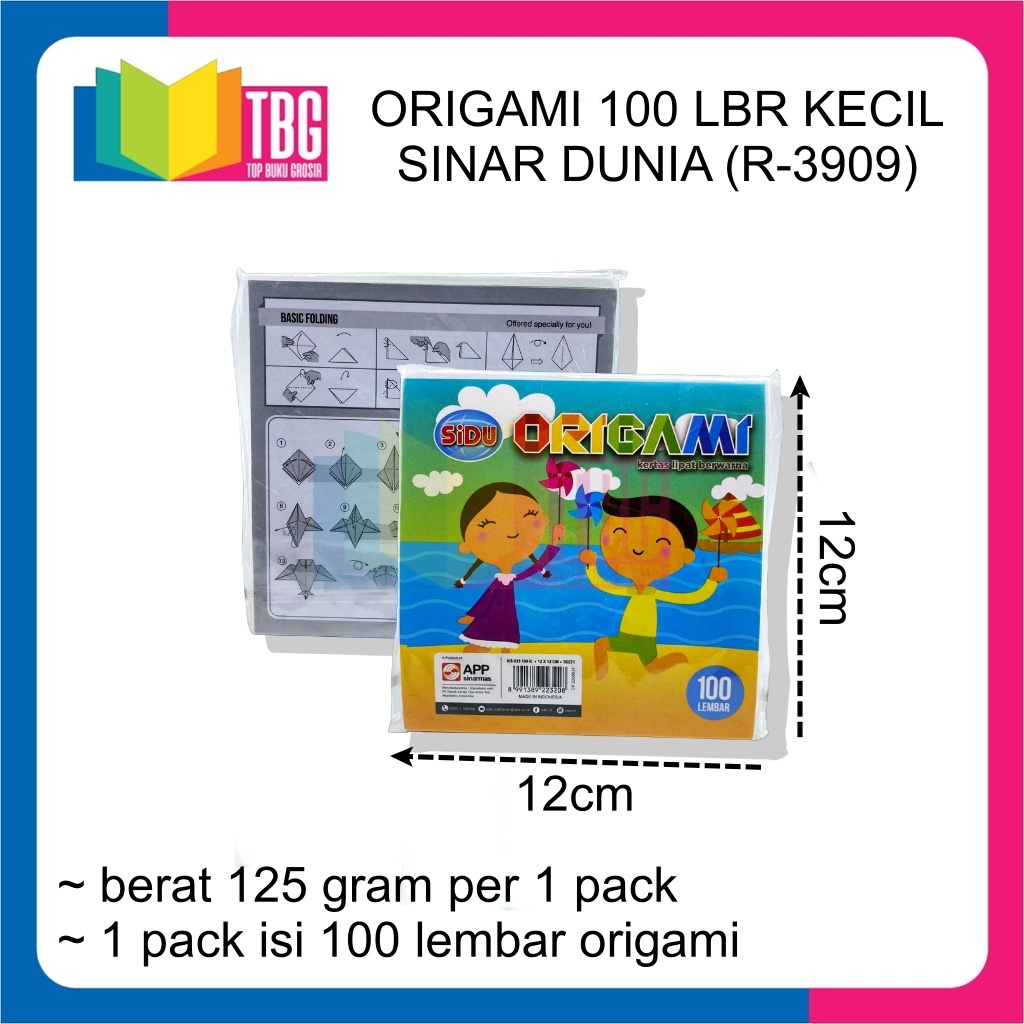 Jual 1 PACK ORIGAMI 100 LEMBAR KECIL SINAR DUNIA KERTAS LIPAT ORIGAMI ...