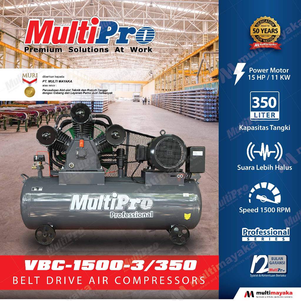 Jual Multipro Kompresor Angin 15 HP Belt Driver 350L Air Compressor ...