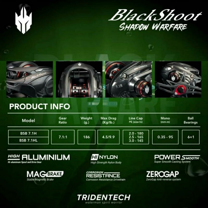 Jual reel pancing bc Tridentech black shot | Shopee Indonesia