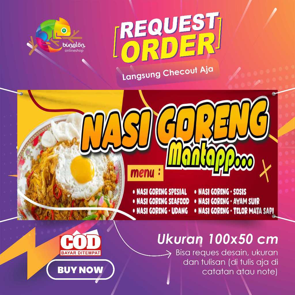 Jual Spanduk 100x50 Banner Nasi Goreng Custom Desain | Shopee Indonesia