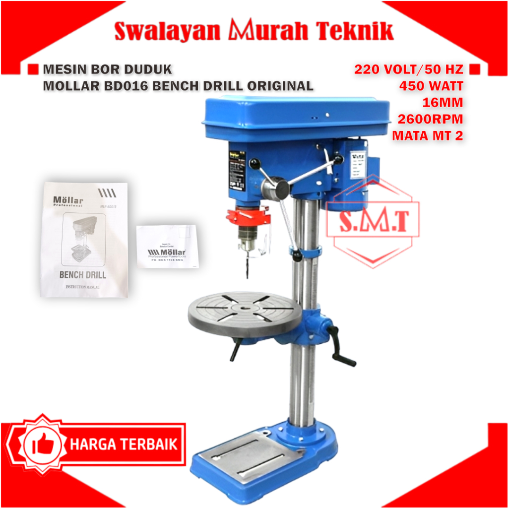Jual MESIN BOR DUDUK 16MM MOLLAR BD016 BENCH DRILL 16 MM ORIGINAL ...
