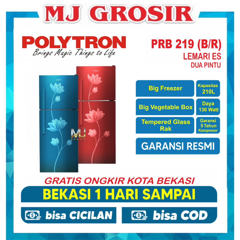 Jual KULKAS POLYTRON PRB 219 / 200 R / Y LEMARI ES 2 PINTU PRB-219B/R ...