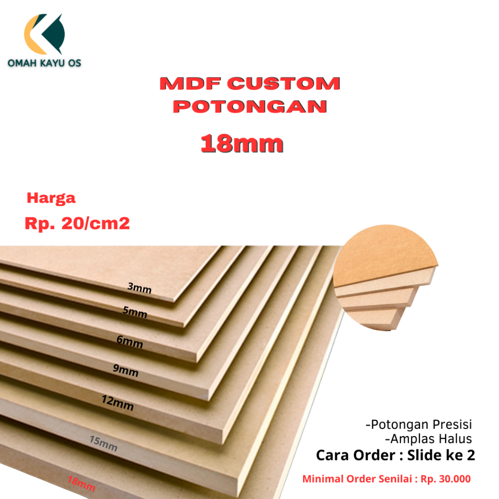 Jual MDF Board Papan Mdf Coklat 18mm Terima potongan Custom sesuai ...