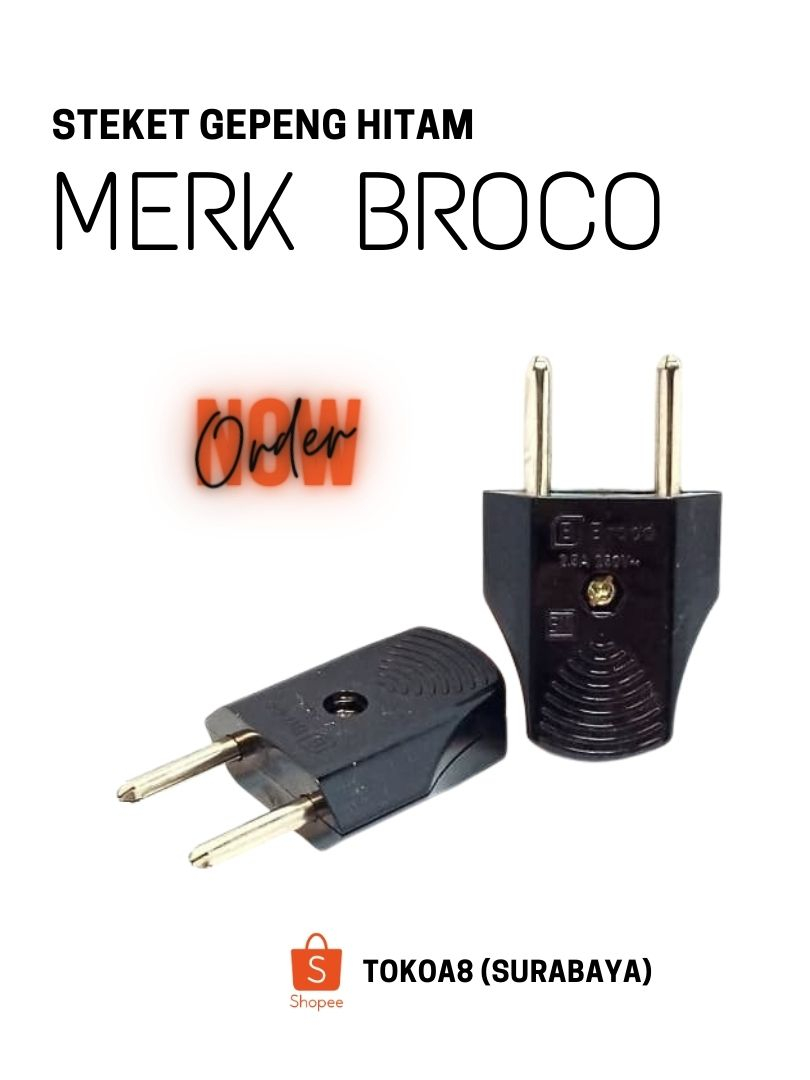 Jual Steker Gepeng Broco Hitam / Steker Gepeng Merk Broco | Shopee ...