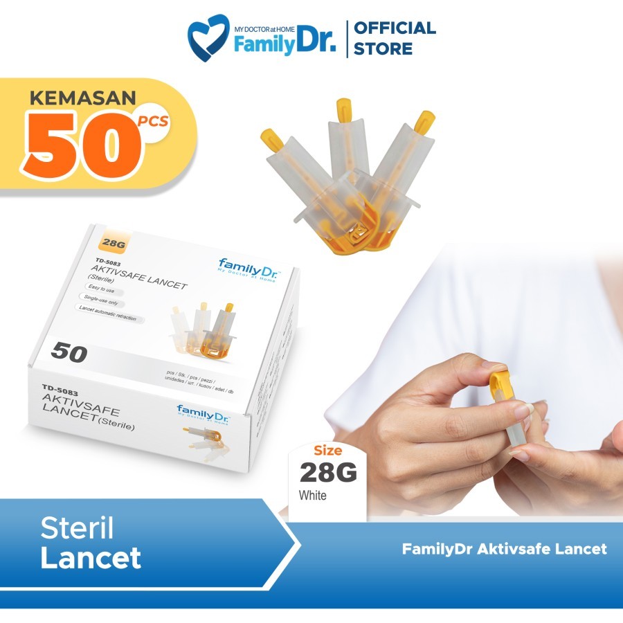 Jual FAMILYDR AKTIVSAFE LANCET STERILE - BLOOD LANCET 28G 1 BOX ISI ...