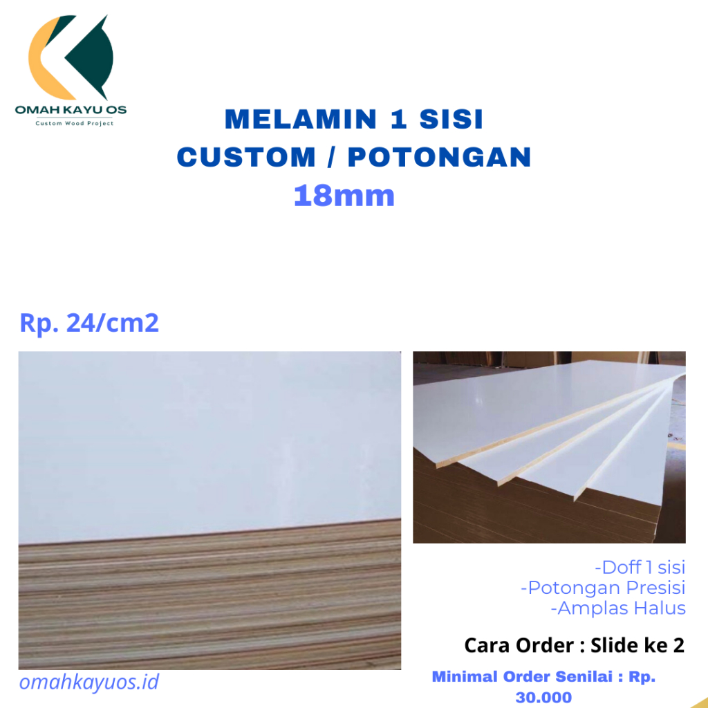 Jual Triplek Multiplek Plywood Melamin 18mm satu muka / sisi Custom ...
