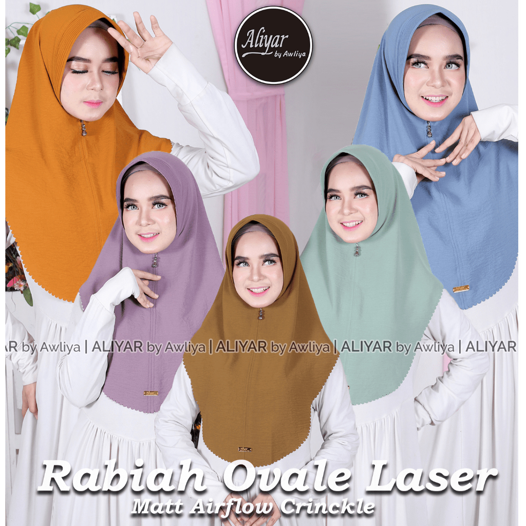 Jual Bergo Rabiah Oval Laser Crinkle Airflow ||Jilbab Instant Original ...