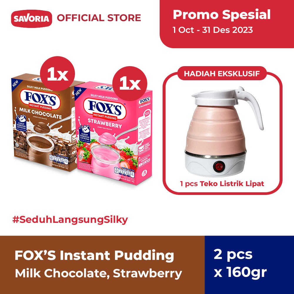 Jual FOX'S Instant Pudding Mix Variant 2 Pcs x 160g + Teko Listrik ...