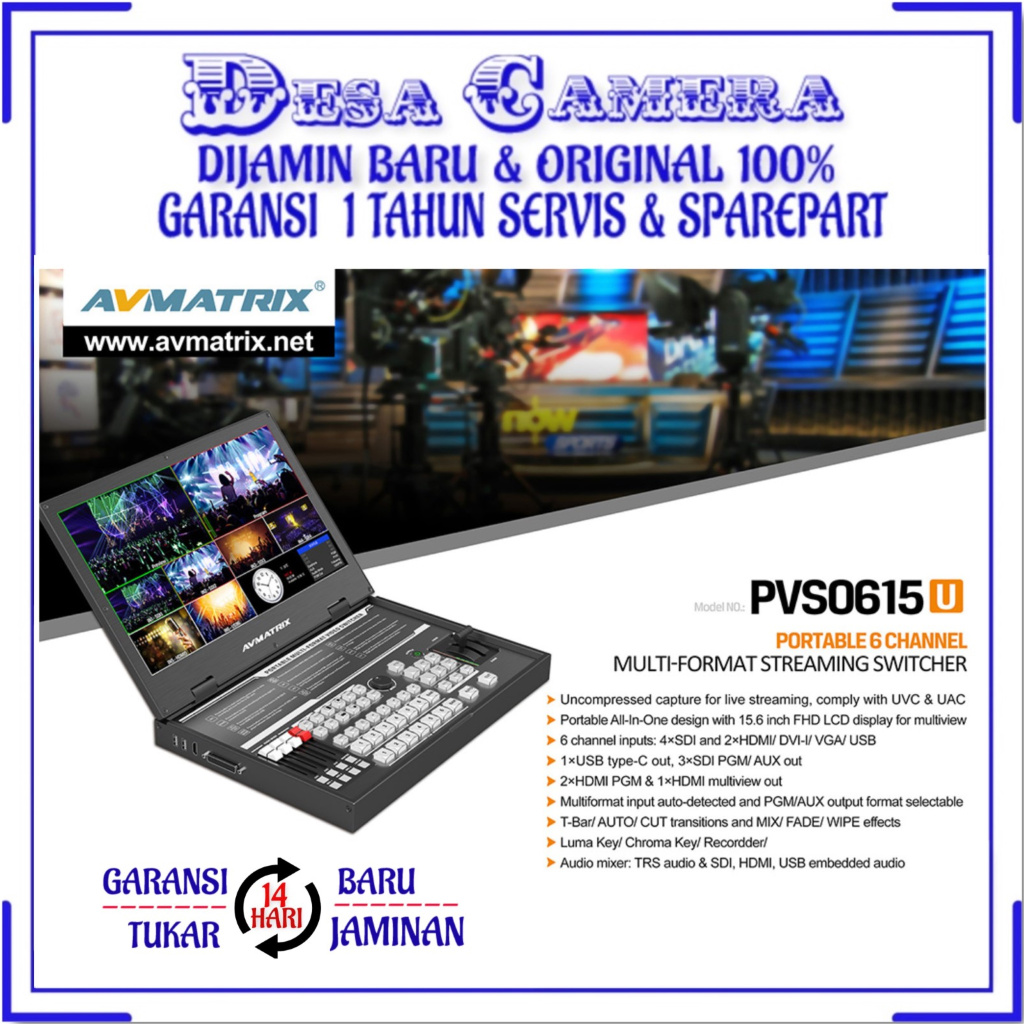 Jual AVMATRIX PVS0615 Portable 6-Channel Video Switcher with 15.6" LCD ...