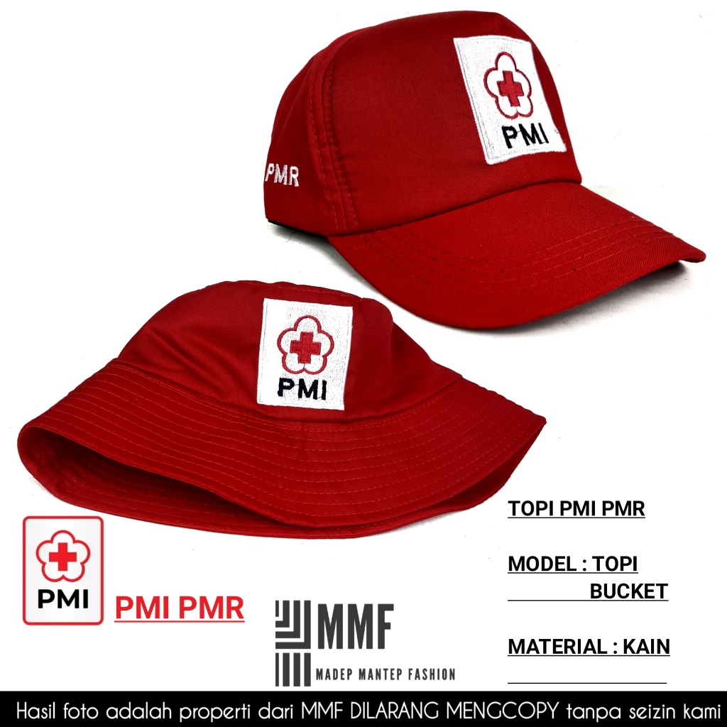Jual Topi PMR PMI Terbaru Merah wira Madya Topi Bucket PMI PMR Topi ...
