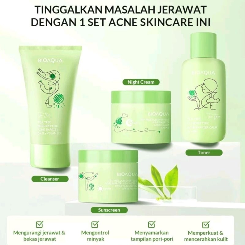 Jual Bioaqua 4pcs skincare paket oil control & acne care set | Shopee ...