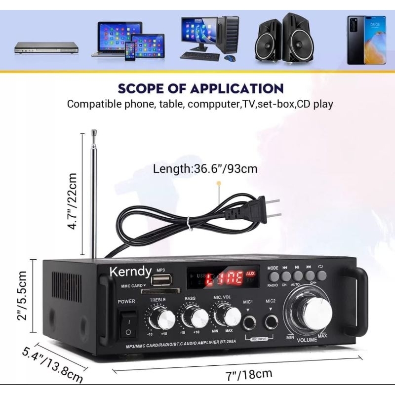 Jual Amplifier BT-298A Bluetooth EQ Audio Amplifier Karaoke Home ...