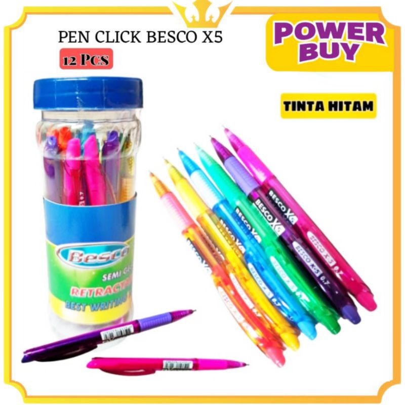 Jual 12 Pcs Ballpoint Pen Click Toples X-5/Ballpoint Hitam Pen Pulpen ...