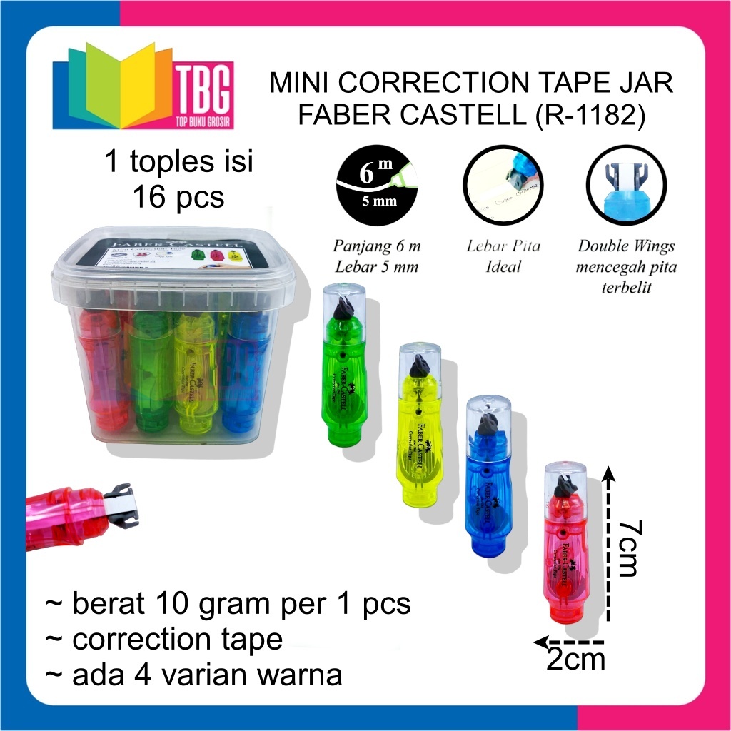 Jual 1 PCS MINI CORRECTION TAPE JAR FABER CASTELL TIPE X KERTAS TIP EX ...
