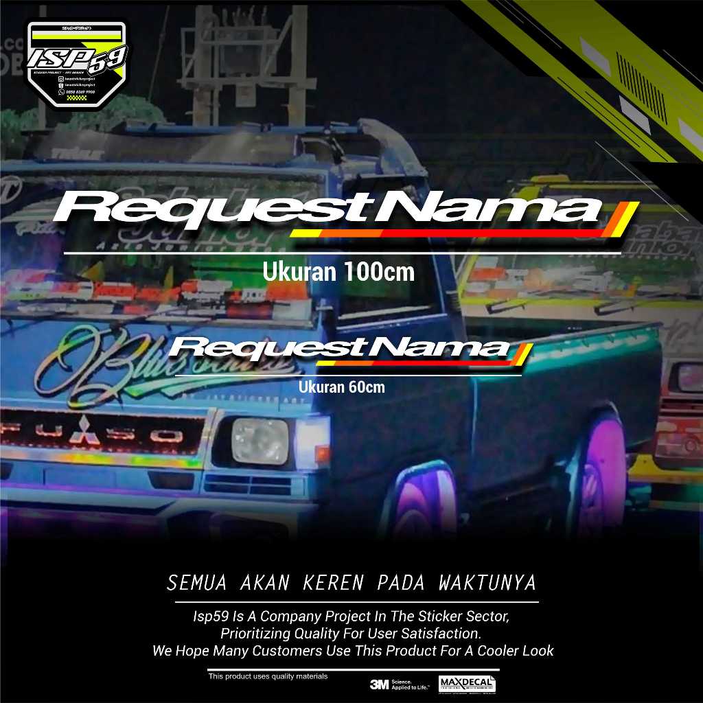 Jual Reques variasi tulisan nama di kaca depan pick up sticker tulisan ...