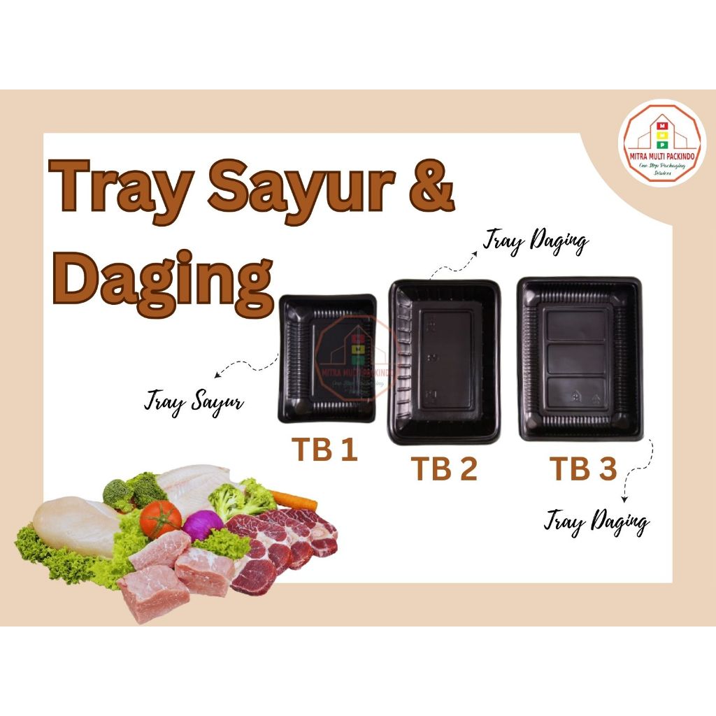 Jual Mika Tray Sayur Plastik Tebal Isi 50 pcs Tray Sayur | Tray Daging | TB3 | Shopee Indonesia