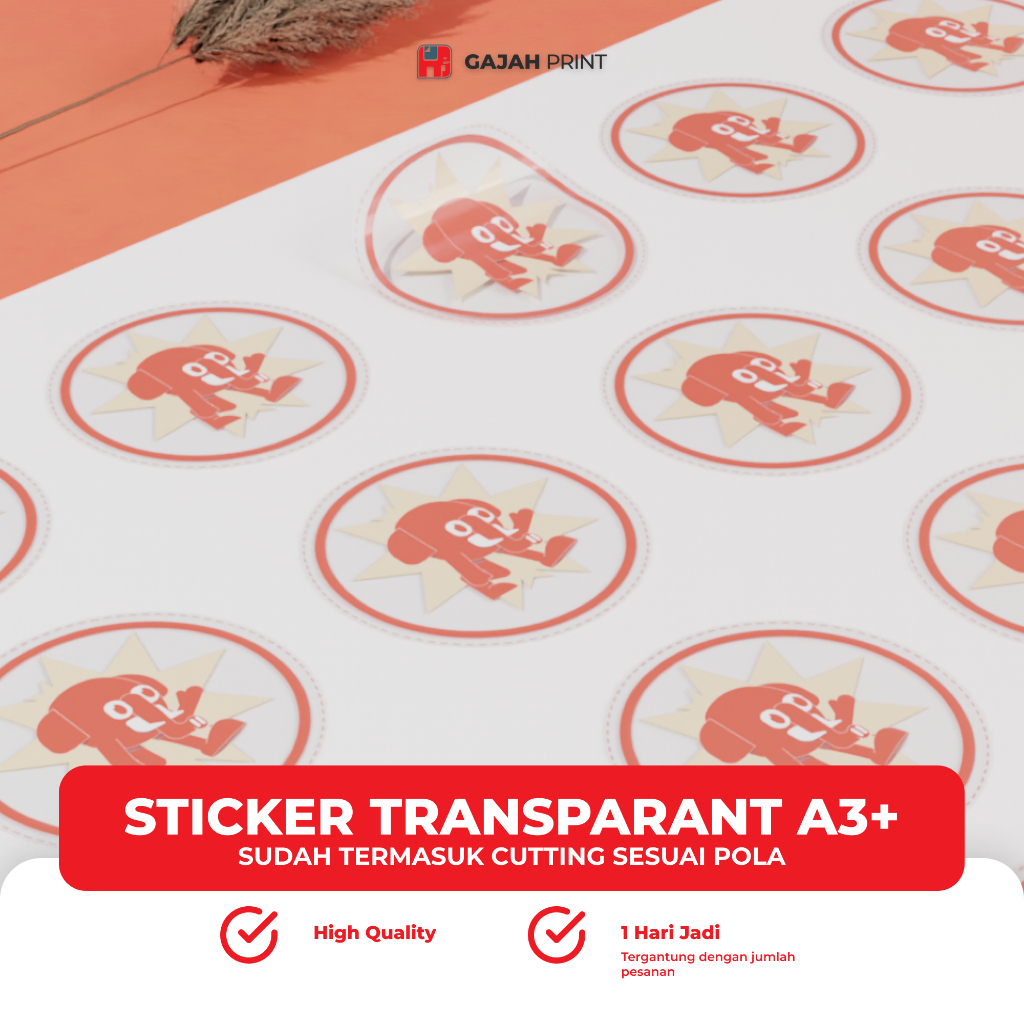 Jual Stiker Label Transparant A3+ Cutting Kiss Cut /Cetak sticker ...