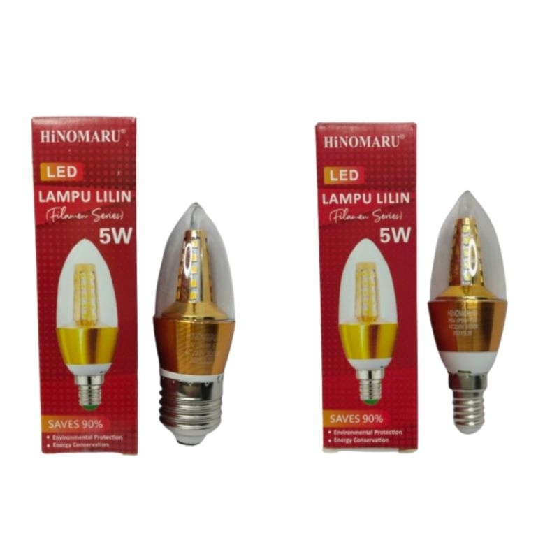Jual Bohlam Lampu Lilin LED Candle E27 / E14 5w Cahaya Kuning / Putih HINOMARU | Shopee Indonesia