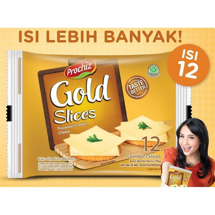 Jual Keju Prochiz Gold Slice | 12 Slice | Keju Lembaran | Keju Cheddar 156g | Shopee Indonesia