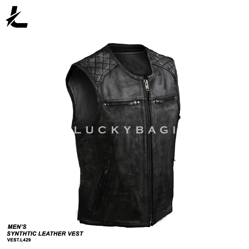 Jual Rompi Vest Kulit Rompi Kulit Sintetis Rompi Motor Leather Vest ...
