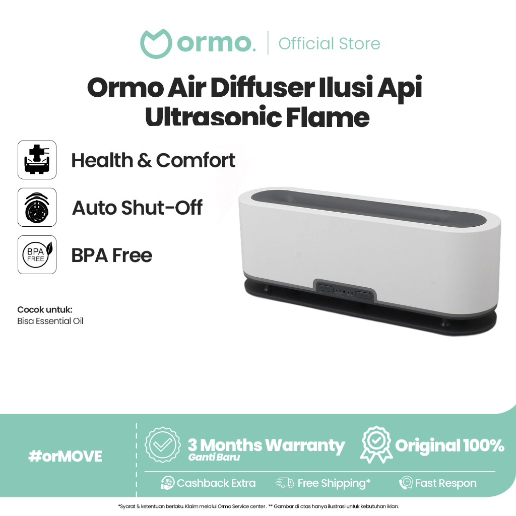 Jual Ormo Air Diffuser Ilusi Api Ultrasonic Flame Pelembab Ruangan ...