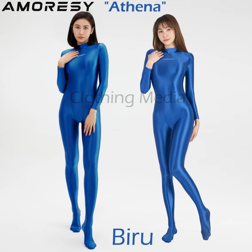 Jual AMORESY Bodysuit Glossy Premium Full Silky Elastis Body Tights ...