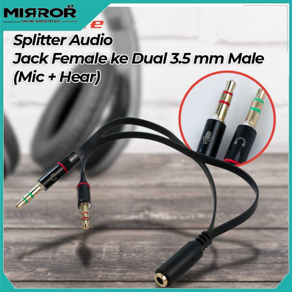 Jual Splitter Audio Jack Female ke Dual 3.5mm Male (Mic+Hear) - L43 ...