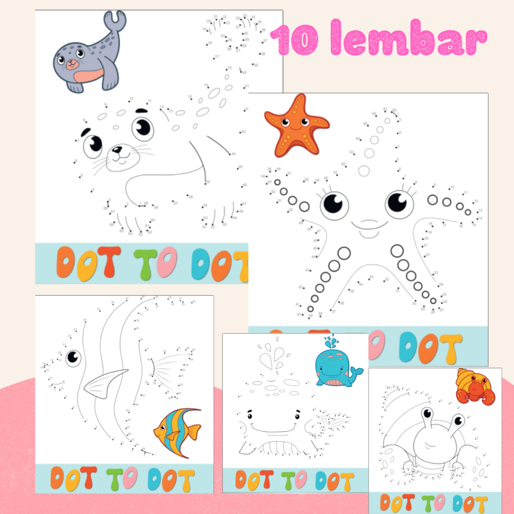 Jual 10 lembar Menghubungkan Garis dan Mewarnai Dot To Dot Worksheet ...