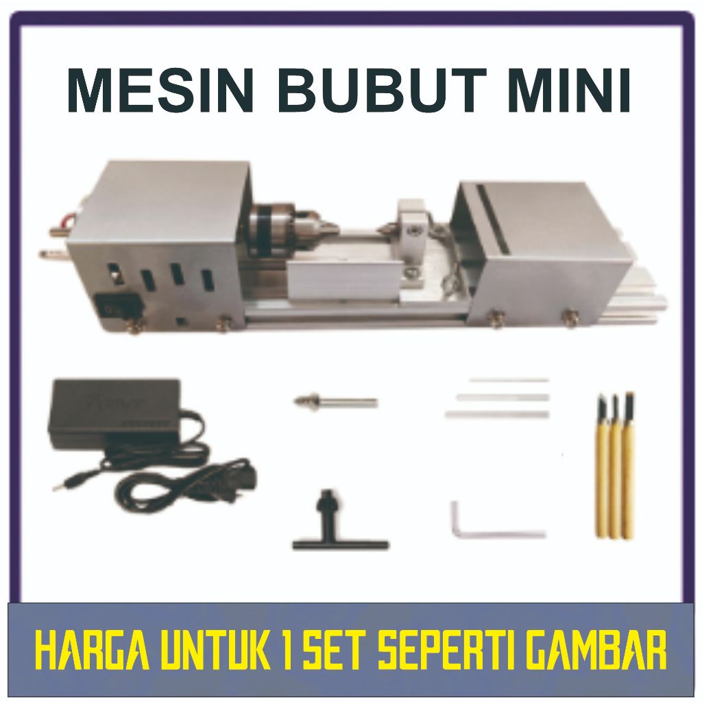 Jual Mesin Bubut Manik-manik Mini Miniatur Bubut Kayu DIY Set Standar ...