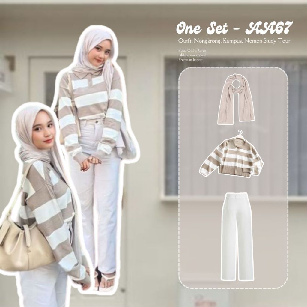 Jual One Set Casual OOTD Hijab Kekinian Outfit Kuliah Kerja Nongkrong Study Tour One Set Wanita ...