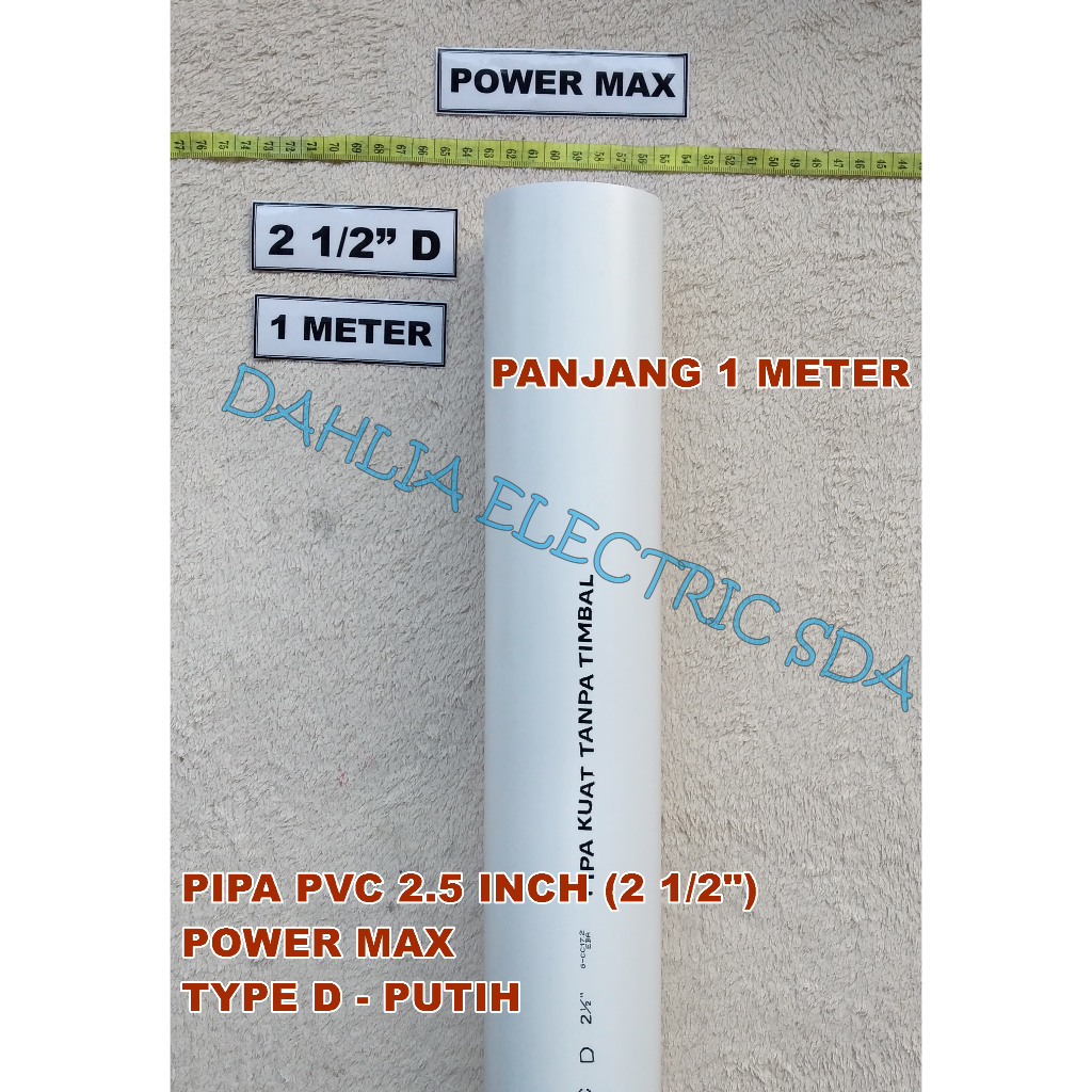 Jual Pipa PVC 2 1/2 INCH D PUTIH POWER MAX PANJANG 1 METER | Shopee ...