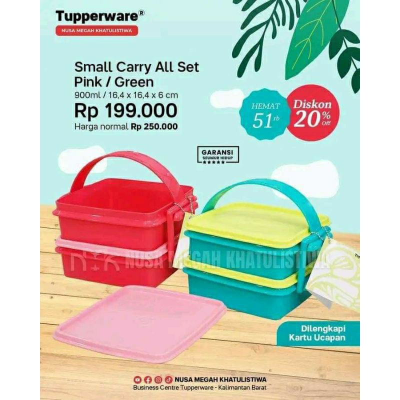Jual Small carry all set 900ml rantang tupperware susun 2 | Shopee ...