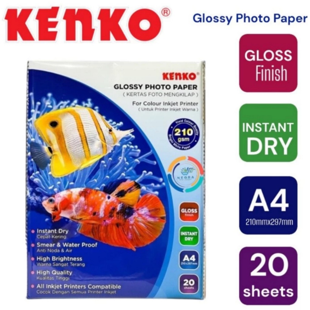 Jual GG Glossy Paper Kenko A4 210gsm (20 sheets) | Shopee Indonesia