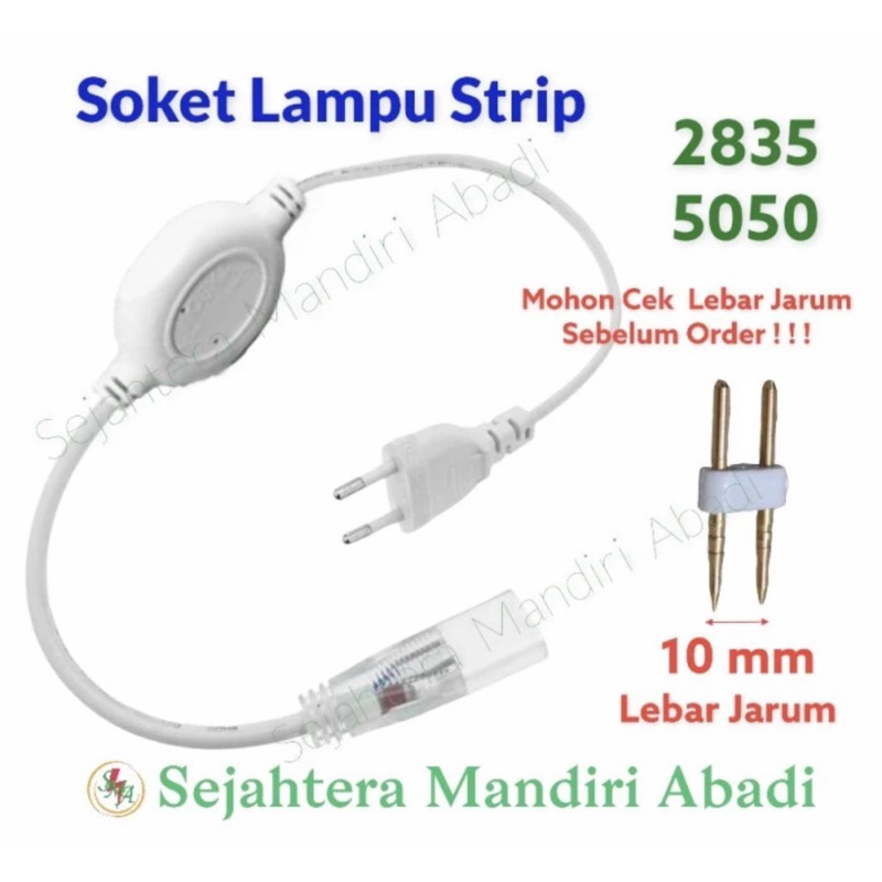 Jual Steker Soket Lampu Strip 220V Lampu Selang LED 2835/ 5050 Jarum 10 ...