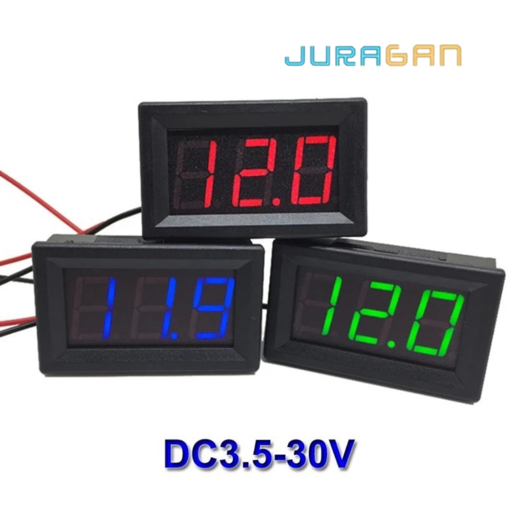Jual DIGITAL VOLTMETER MINI 0,56 DIGITAL VOLT METER DC MERAH BIRU HIJAU ...