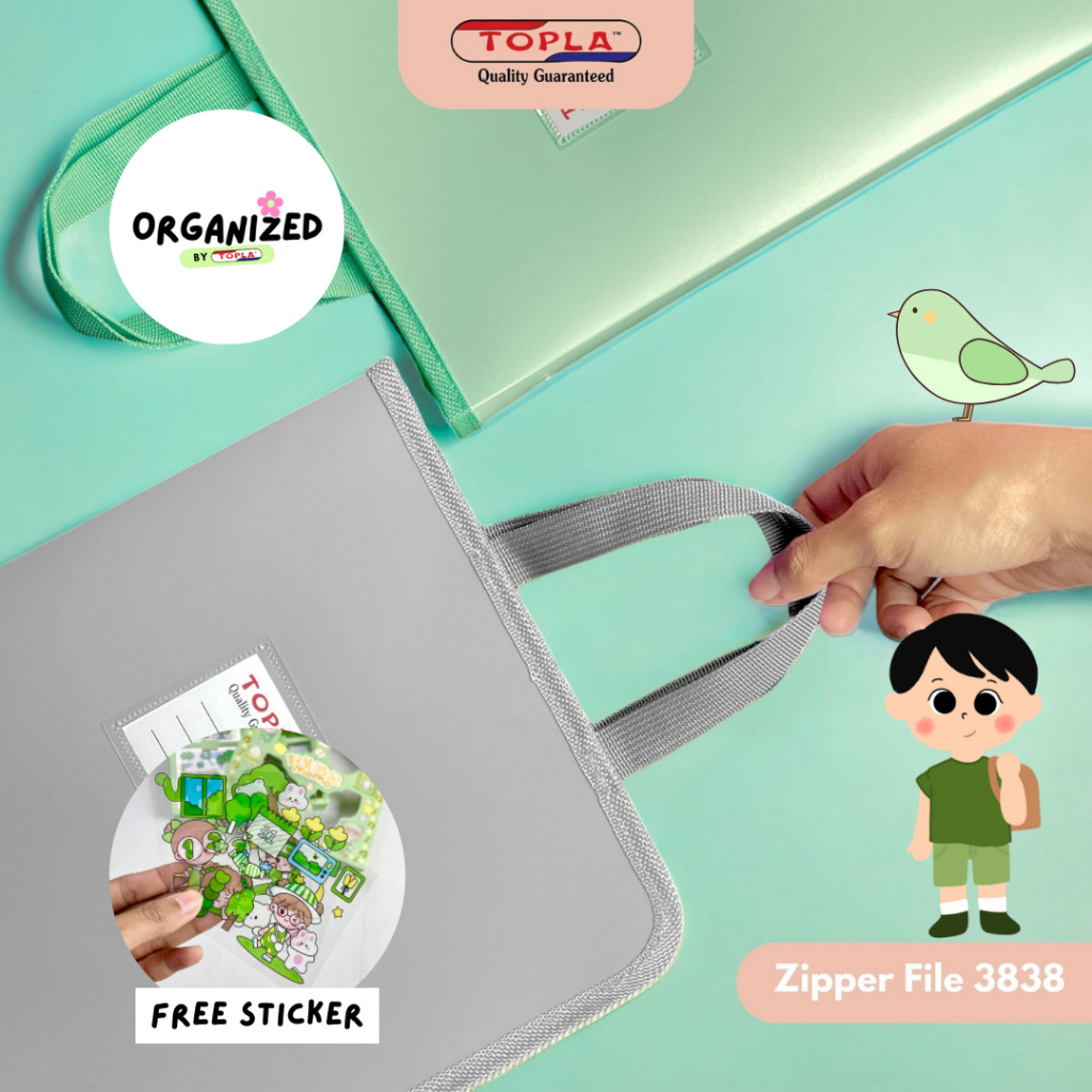 Jual Topla zipper bag 3838T map kertas berkas tenteng sekolahan anti air ukuran a4 warna pastel ...