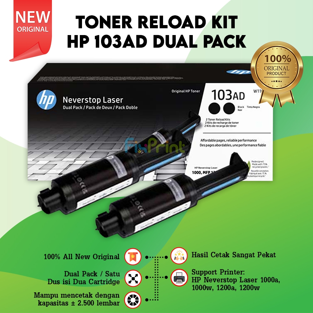 Jual HP Toner 103AD W1103AD Dual Pack Cartridge Printer Neverstop 1000a ...