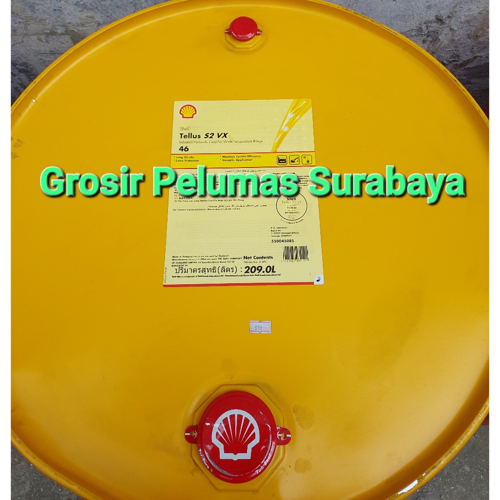 Jual Oli Hidrolis Hidrolik hydraulic SHELL Tellus S2 VX 46 / 68 OIL DRUM Oli Hydrolis Industrial ...
