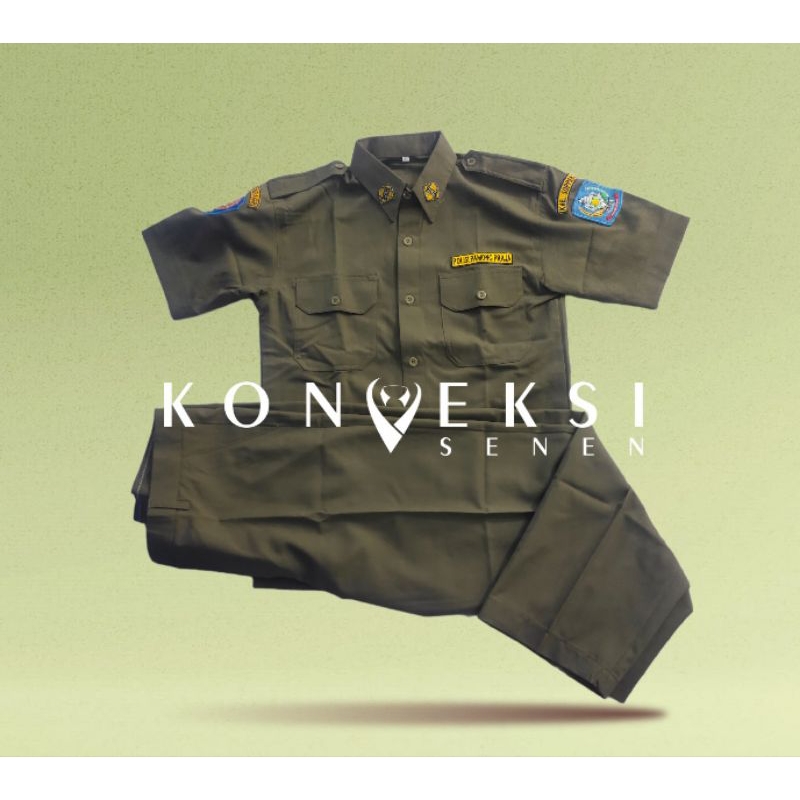 Jual seragam pol pp pdh bahan luizy + bordir atribut | Shopee Indonesia