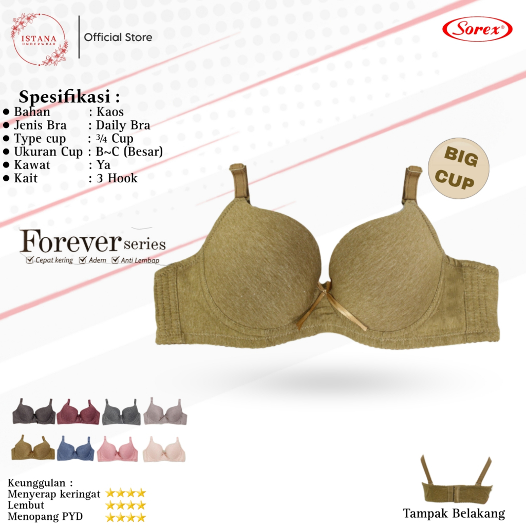 Jual BH BRA BEST SELLER SOREX KAWAT BIG CUP POLOS / bra sorex polos ...
