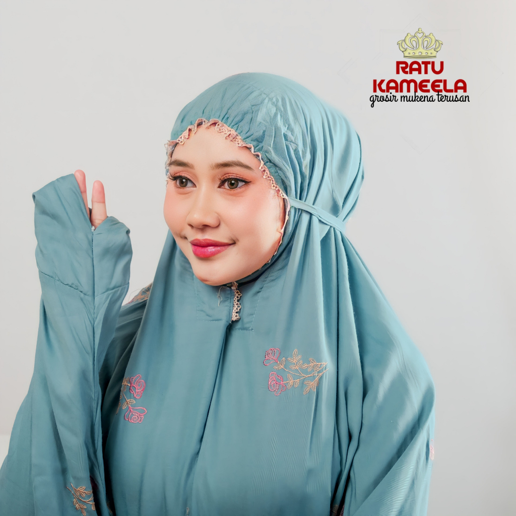 Jual RATU KAMEELA - Mukena Terusan Dewasa Rayon Bordir Bougenvile Renda ...