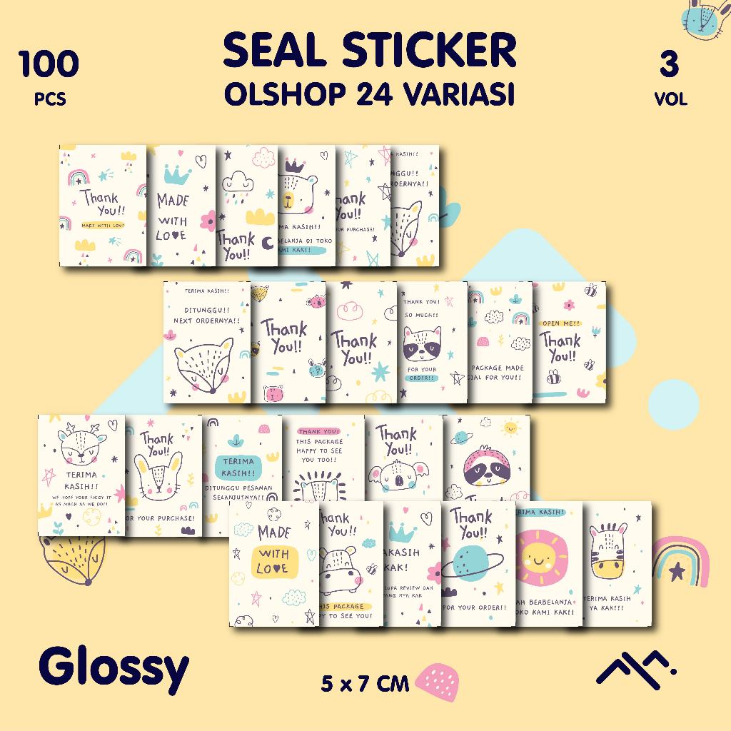 Jual [100PCS] Seal Sticker Segel Lucu Aesthetic Vol. 3 || Label ...