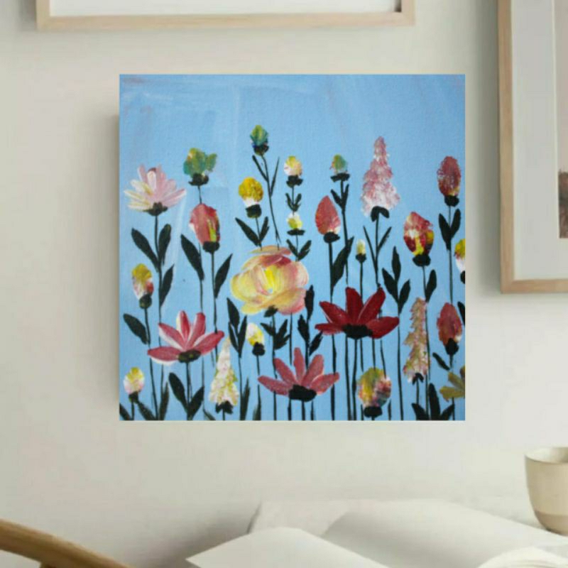 Jual Lukisan Bunga Aesthetic kanvas 20x20 | Shopee Indonesia