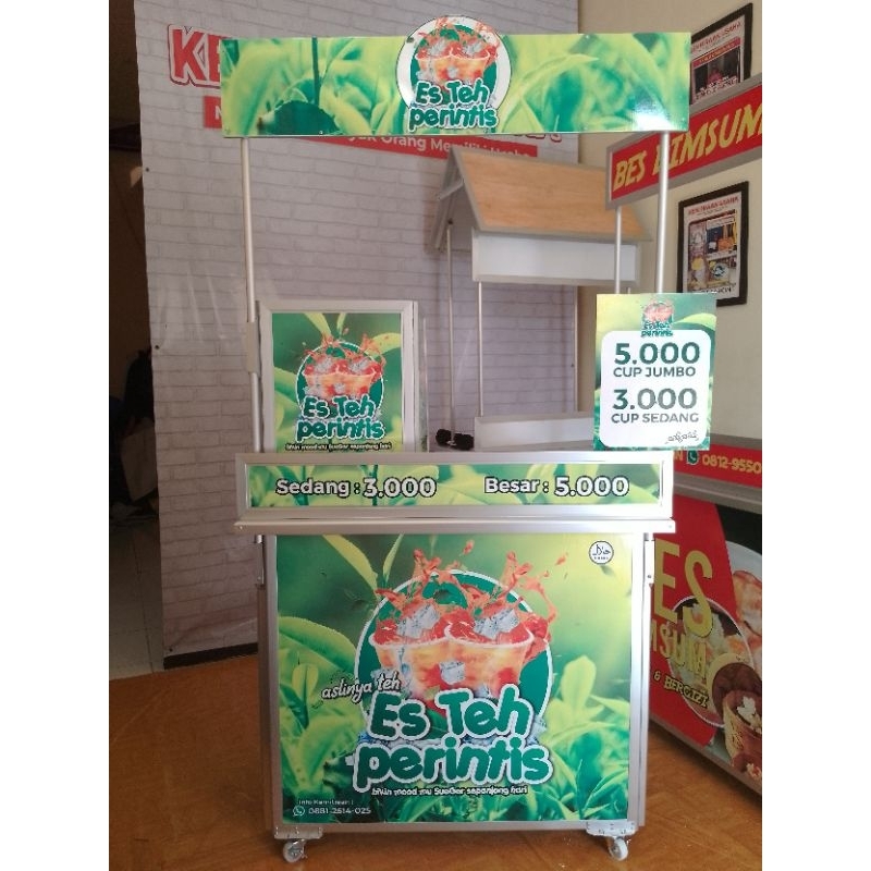 Jual Booth Meja Lipat Gerobak Lipat Jualan Es Teh dilengkapi Roda dan ...